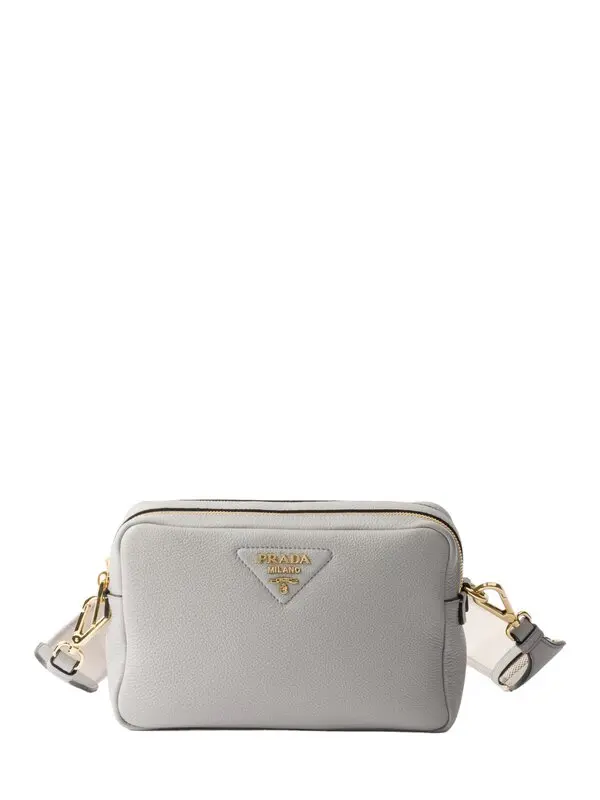 Prada Small Leather Shoulder Bag - Grey