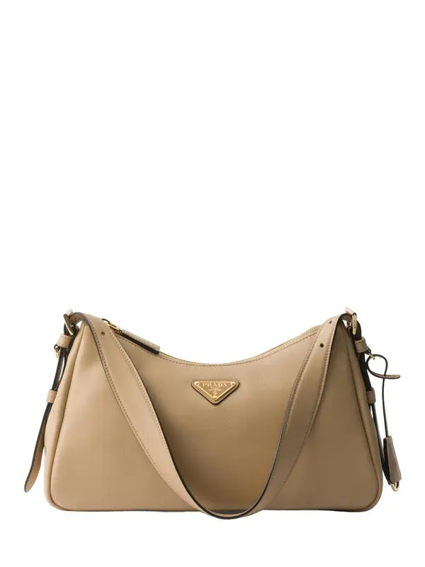 Prada Aimée Medium Leather Shoulder Bag - Neutral
