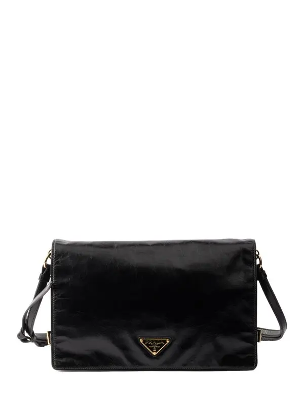 Prada Medium Leather Shoulder Bag - Black