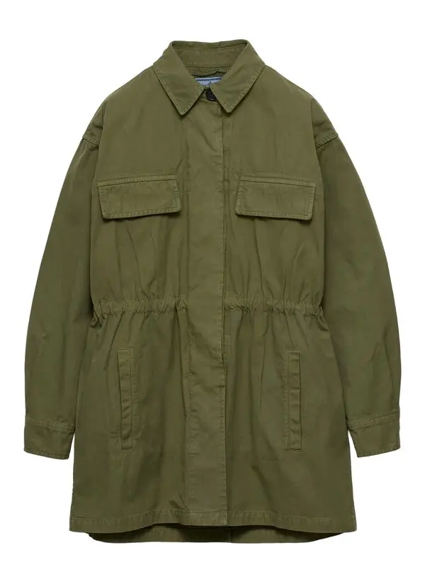 Prada Old Panama Cotton Shirt Jacket - Military Green