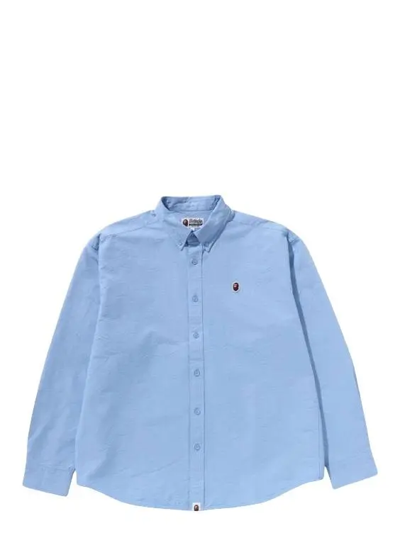 A BATHING APE Line Camo Jacquard Oxford Long Sleeve Shirt - Blue