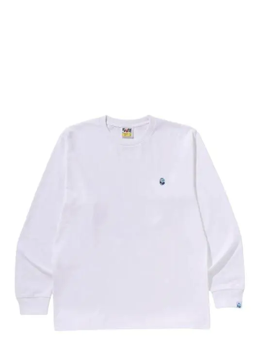 A BATHING APE Abc Camo One Point Long Sleeve Tee Shirt - White/blue