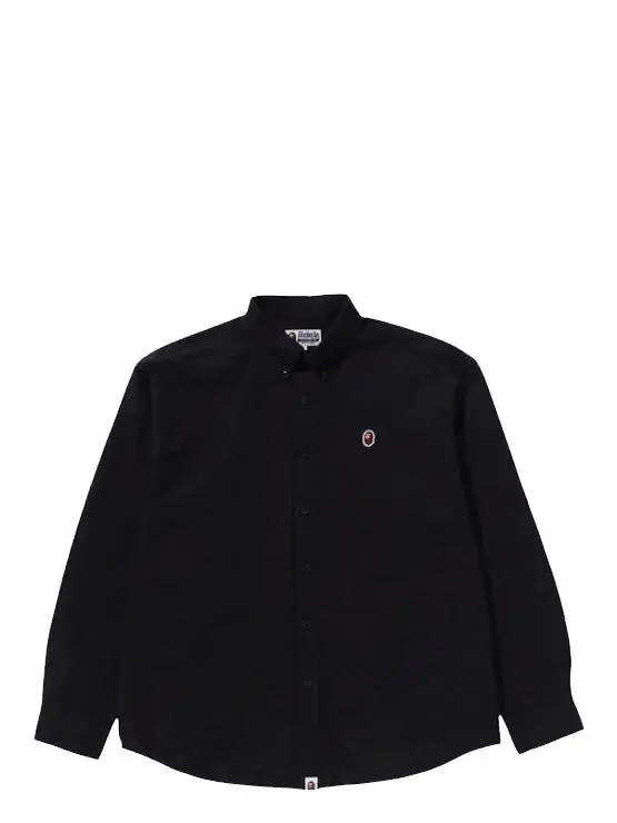 A BATHING APE Line Camo Jacquard Oxford Long Sleeve Shirt - Black