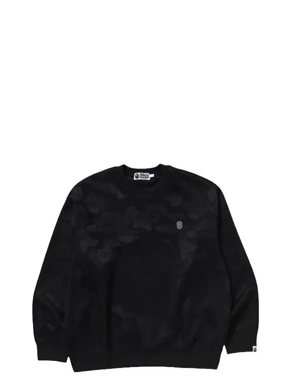 BAPE Solid Camo Jacquard Relax Fit Crewneck Sweatshirt - Black