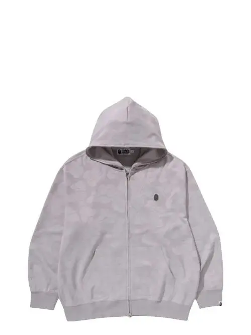 A BATHING APE Solid Camo Jacquard Relaxed Fit Zip Hoodie - Grey