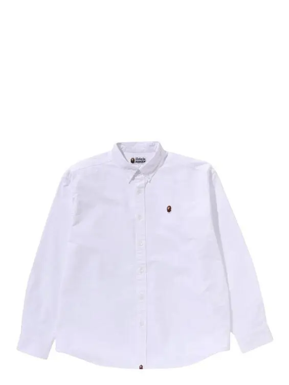 A BATHING APE Line Camo Jacquard Oxford Long Sleeve Shirt - White