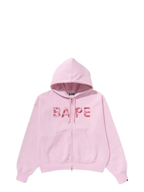 A BATHING APE Abc Camo Crystal Logo Wide Zip Hoodie - Pink