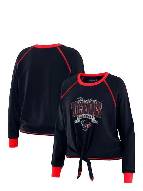 WEAR BY ERIN ANDREWS Houston Texans Tie-front Long Sleeve Top - Navy