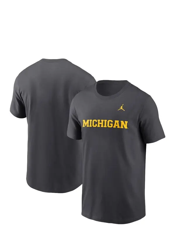 JORDAN BRAND Michigan Wolverines Primetime Wordmark T-shirt - Anthracite