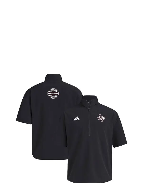 Adidas Texas A&m Aggies 2024 Short Sleeve Half-zip Training Jacket - Black