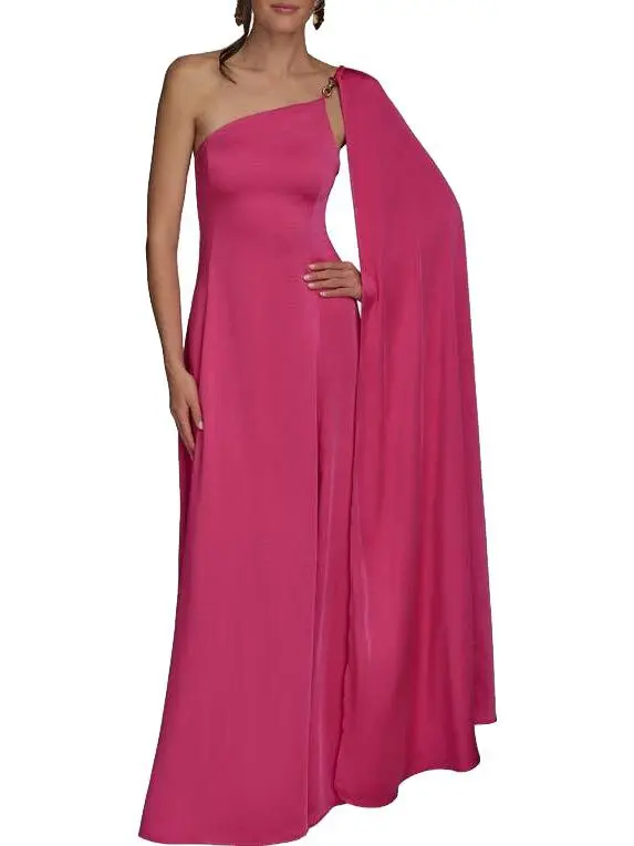 Donna Karan New York One-shoulder Cape Gown - Audacious