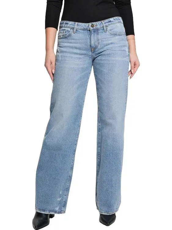 Guess Low Rise Slouchy Straight Leg Jeans - Blue