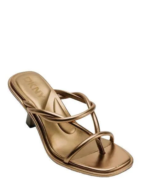 Dkny Rabun Metallic High Heel Flip Flops - Bronze