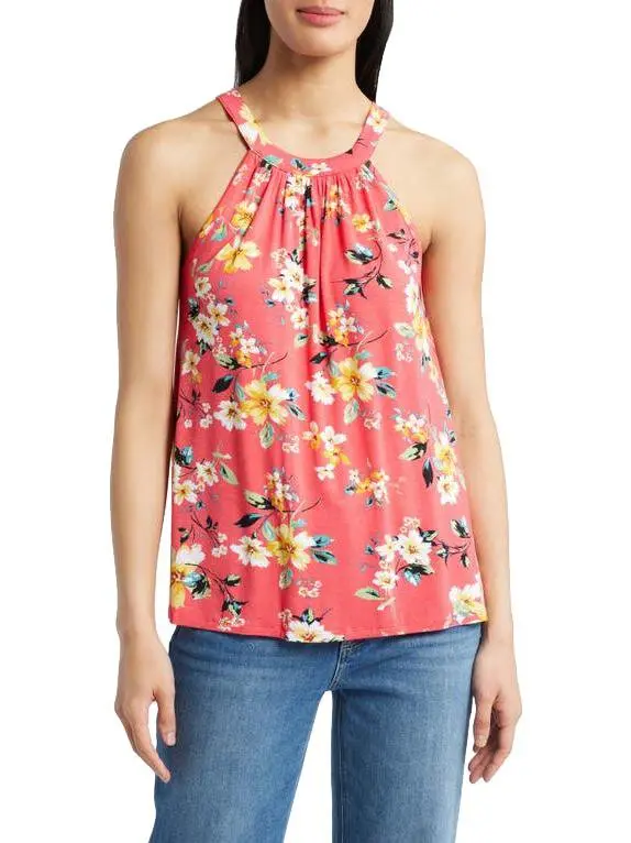 Loveappella Floral Knit Tank - Coral