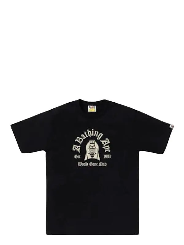 A BATHING APE Mad General College Tee Shirt - Black