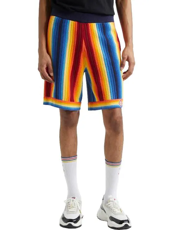 Casablanca Gradient Stripe Terry Cloth Shorts - Blue Multi