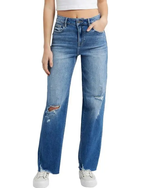 HIDDEN JEANS High-rise Wide Leg Jeans - Med Wash