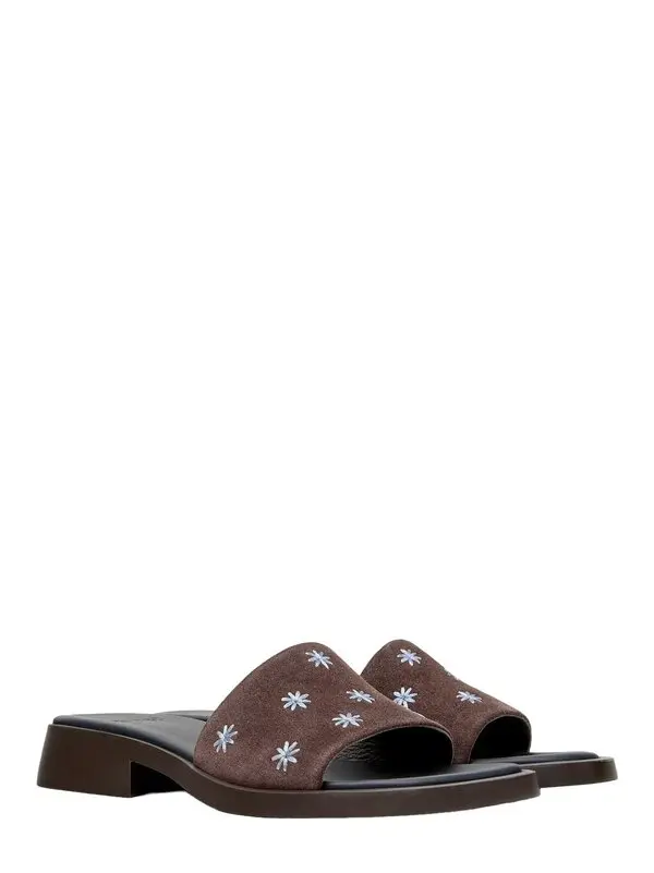 Camper Dana Leather Slide Sandal - Dark Brown