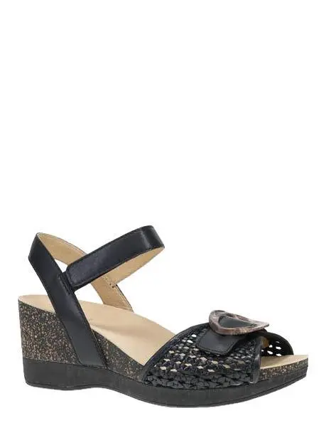 Dansko Stella Ankle Strap Platform Wedge Sandal - Black