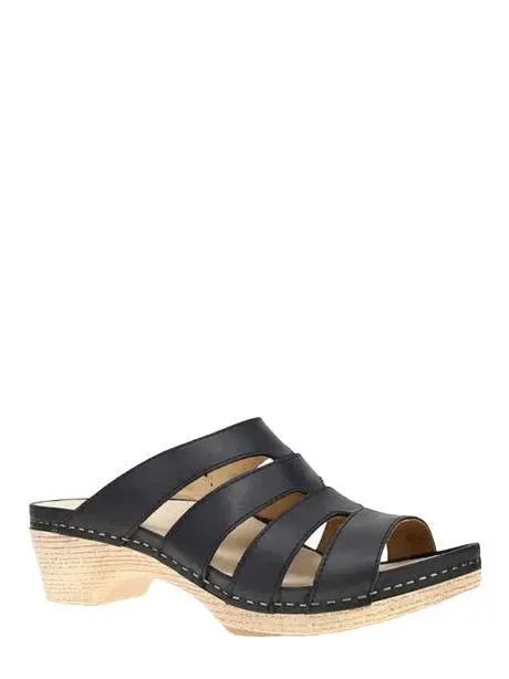 Dansko Lyndi Platform Slide Sandal - Black Oiled Pull Up
