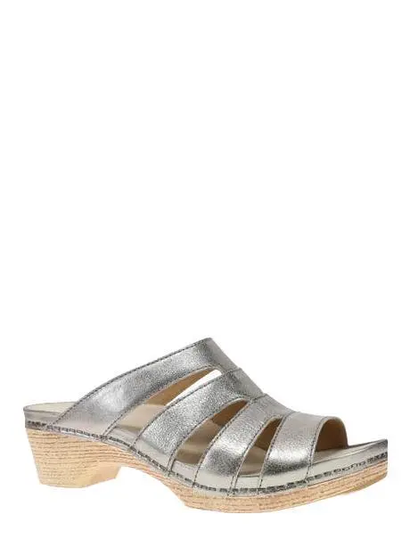 Dansko Lyndi Platform Slide Sandal - Platino Metallic