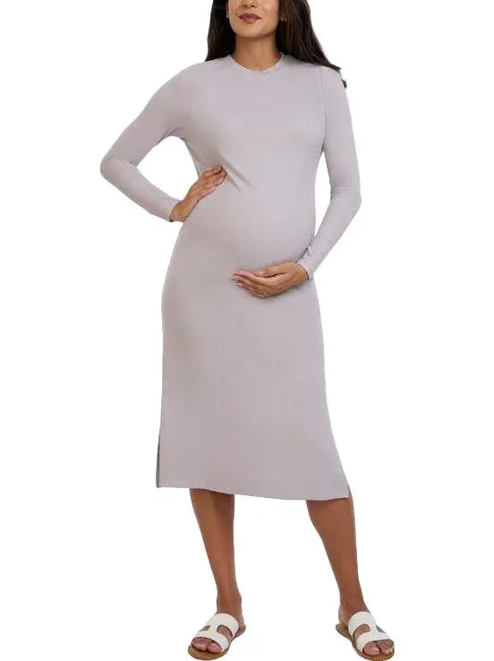 Motherhood Maternity Crew Neck Rib Knit Column Dress - Opal