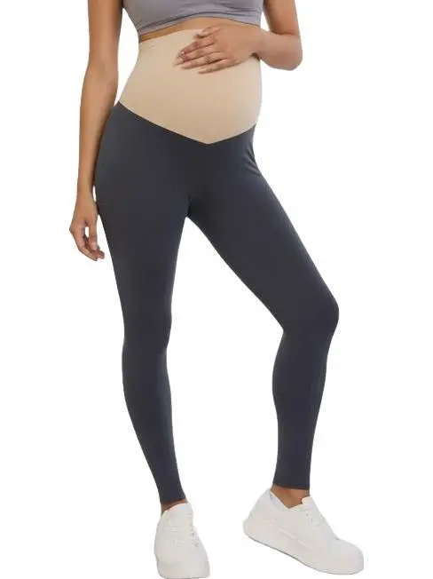 Motherhood Maternity Essential Stretch Secret Fit Over The Belly Maternity Leggings - Asphalt