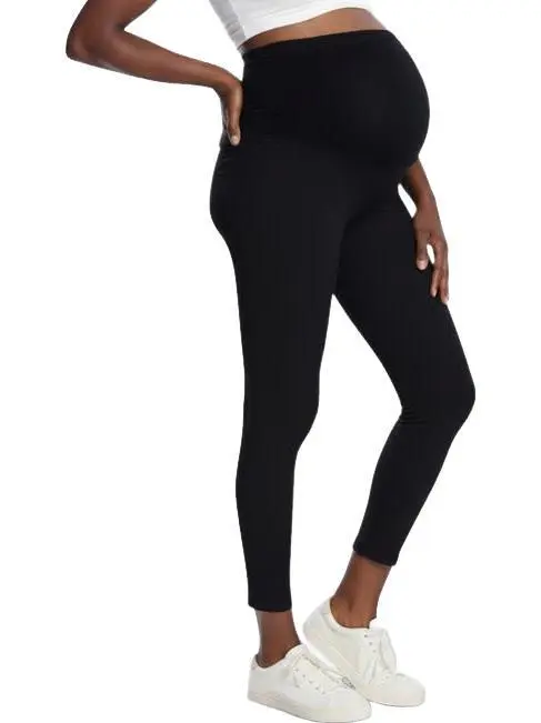 Motherhood Maternity Essential Stretch Secret Fit Over The Belly Maternity Leggings - Black/black