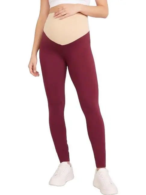 Motherhood Maternity Essential Stretch Secret Fit Over The Belly Maternity Leggings - Tawny Port