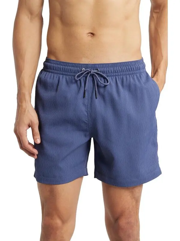 CHUBBIES The Sketches 5.5-inch Ribbed Swim Trunks - Navy