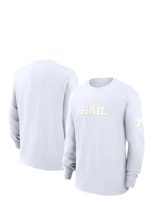 JORDAN BRAND Michigan Wolverines 2-hit Statement Max90 Long Sleeve T-shirt - White