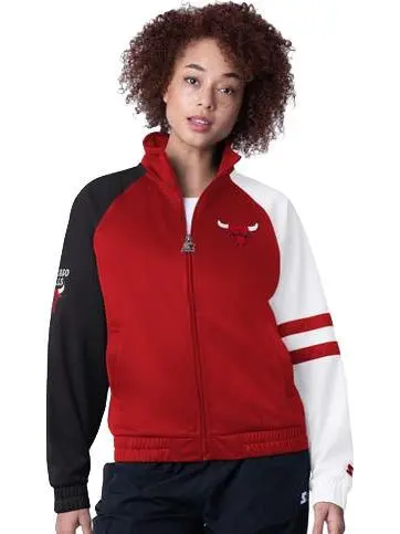 STARTER Chicago Bulls Line Up Dolman Raglan Full-zip Track Jacket - Red