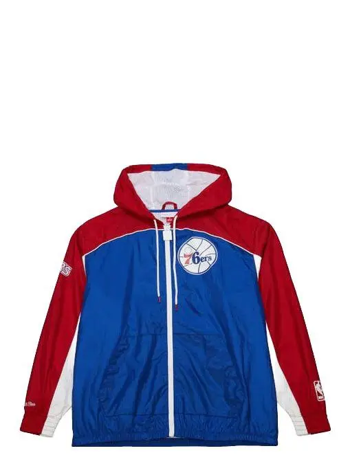 Mitchell & Ness Philadelphia 76ers Hardwood Classics Big Shot Premium Full-zip Windbreaker Jacket - Royal