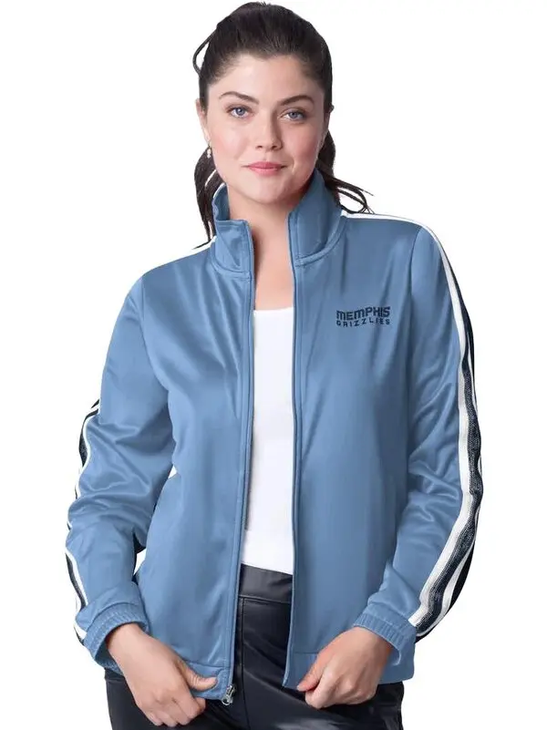 G-III 4HER BY CARL BANKS Memphis Grizzlies Sequin Embellished Track Jacket - Light Blue