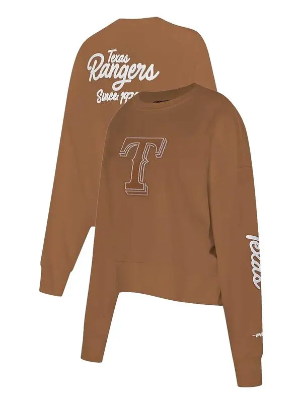 PRO STANDARD Texas Rangers Paint The City Cropped Pullover Sweatshirt By - Brown