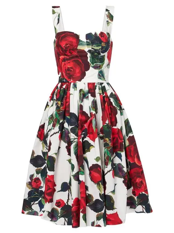 Dolce & Gabbana Floral Cotton Poplin Midi Dress - Multicoloured