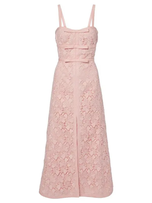 Giambattista Valli Bow-detail Macramé Midi Dress - Pink