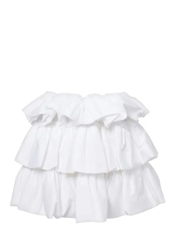 Noir Kei Ninomiya Tiered Cotton Miniskirt - White