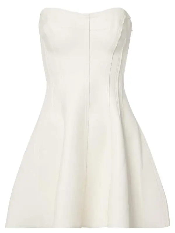 Norma Kamali Grace Floral-appliqué Faux Leather Minidress - White