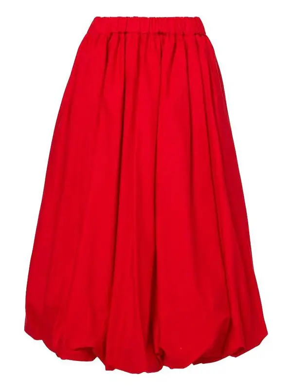 Noir Kei Ninomiya Gathered Cotton Midi Skirt - Red