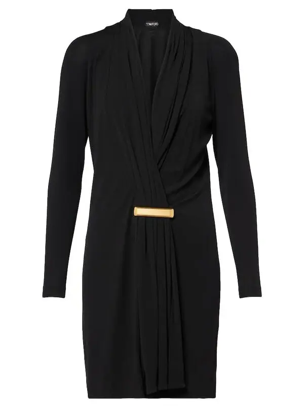 TOM FORD Draped Crêpe Jersey Cocktail Dress - Black