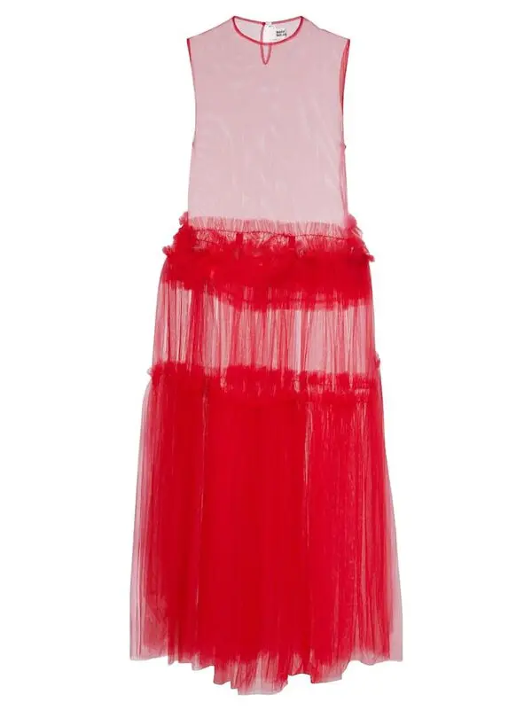 Noir Kei Ninomiya Sheer Tulle Maxi Dress - Red