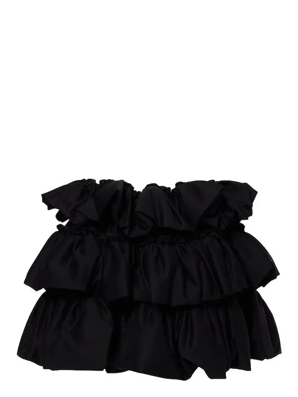 Noir Kei Ninomiya Tiered Cotton Miniskirt - Black