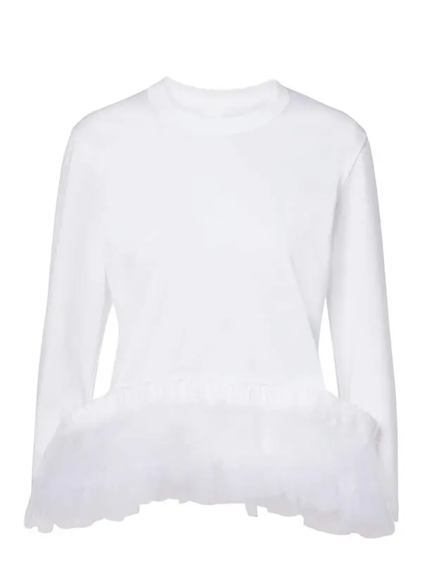 Noir Kei Ninomiya Tulle-trimmed Jersey Top - White