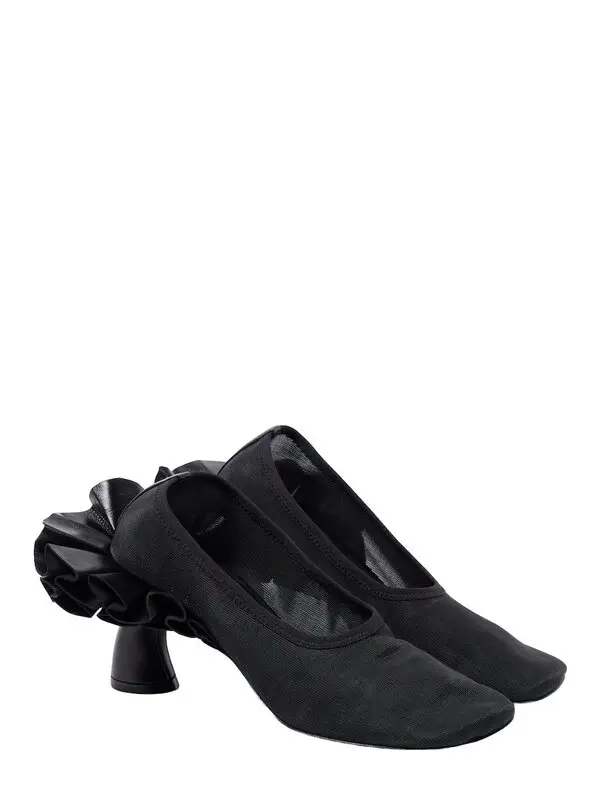 Dries Van Noten Ruffled Leather-trimmed Mesh Pumps - Black