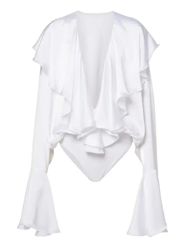Norma Kamali Ruffled Bodysuit - White