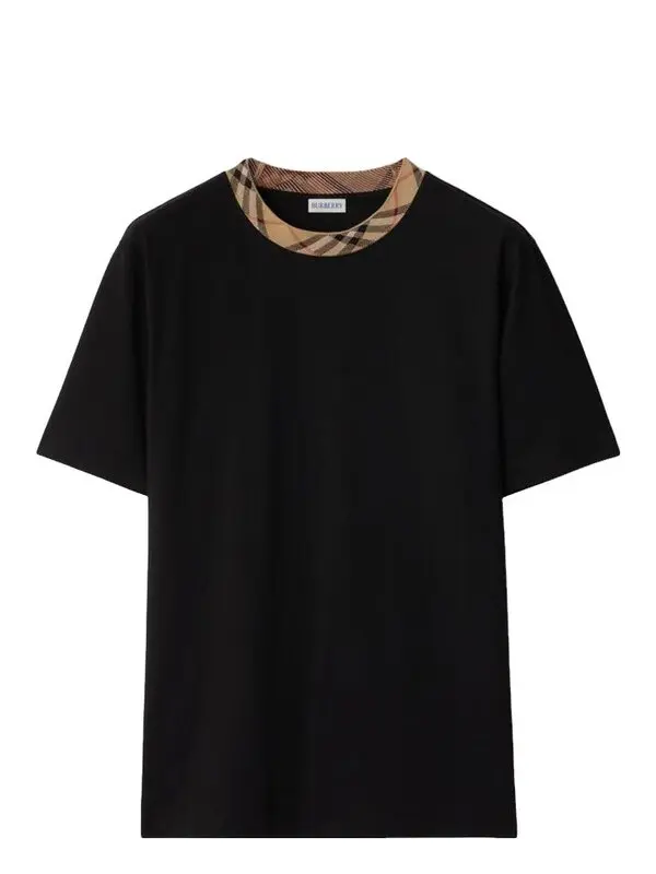Burberry Check Trim Cotton T-shirt - Black