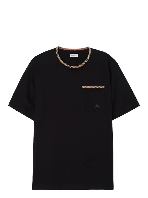 Burberry Check Trim Cotton T-shirt - Black