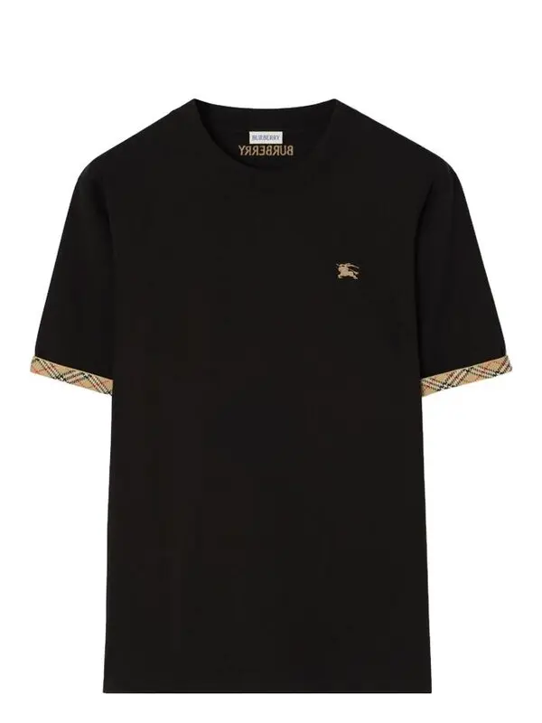 Burberry Check Trim Cotton T-shirt - Black