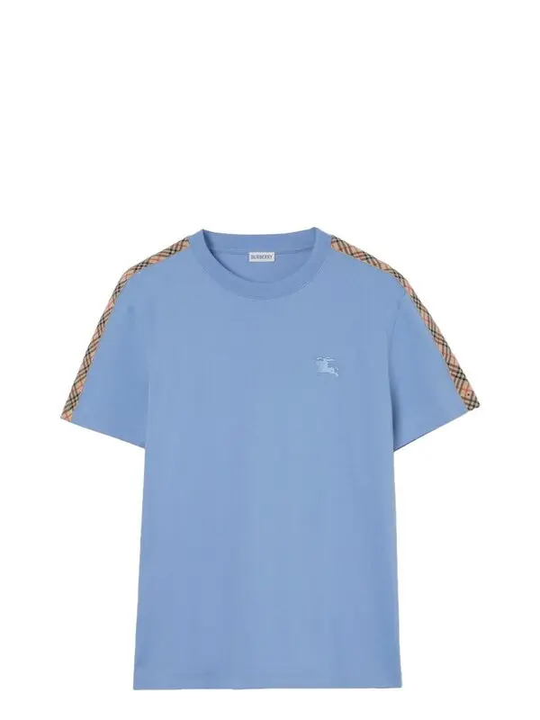 Burberry Check Trim Cotton T-shirt - Cornflower Blue